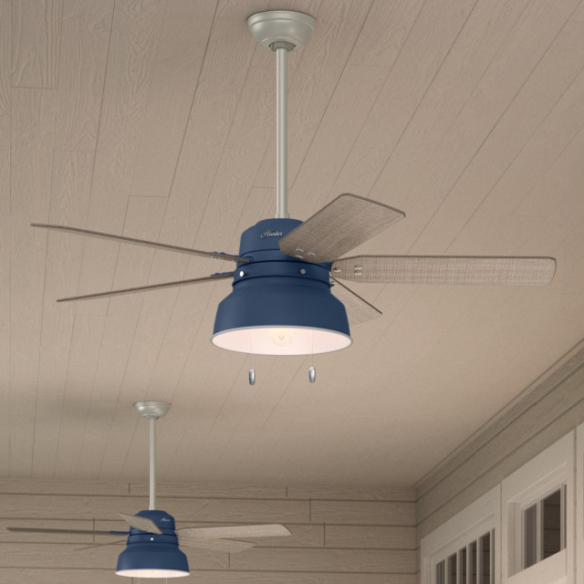 Hunter 52" Mill Valley Indigo Blue Ceiling Fan, LED Light and Pull ...