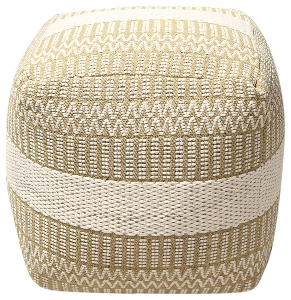 White Hand-woven Lima Pouf, 18" Cube, 18" Cube - Transitional - Floor Pillows And Poufs - by ...
