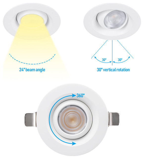 6 Pack 3" 5CCT Eyeball Recessed Light Dimmable Swivel Adjustable ...