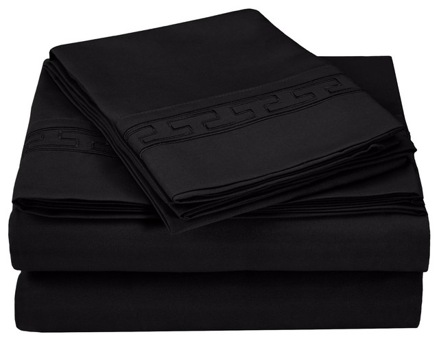 Elegant Embroidered Microfiber Sheet Set, Queen - Transitional - Sheet ...