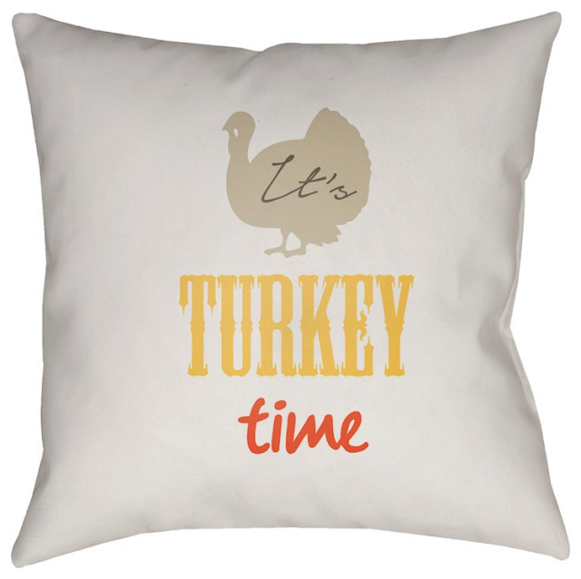 Its Turkey Time by Surya Pillow, White/Beige/Yellow, 18' x 18 ...