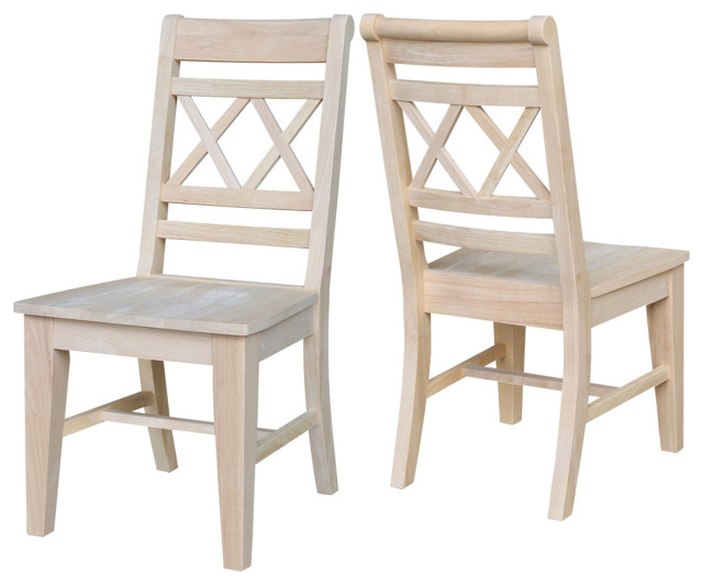 Canyon Collection Set of Two Double X- Back Chairs - Transitional ...