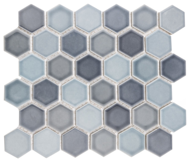 Merola Tile Hudson 2" Due Hex Stillwater Porcelain Mosaic Tile Sample ...