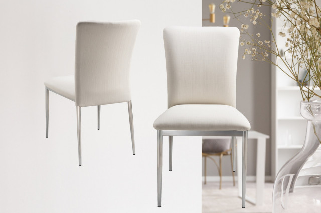 Elegance dining chair in soft white texture european PU and brush ...