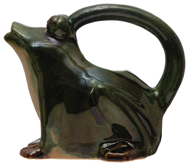 Stoneware Frog Watering Pitcher, Green - Eclectic - Pitchers - by Olive ...