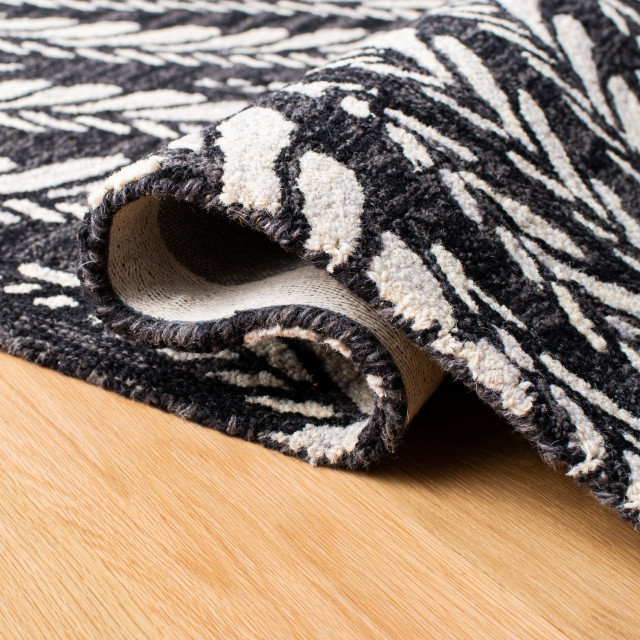 Safavieh Micro-Loop Mlp170H Rug, Charcoal and Ivory, 5'0"x5'0" Square ...