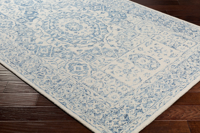 Serafina Traditional Pale Blue, White Area Rug, 5'x7'6" - Contemporary ...