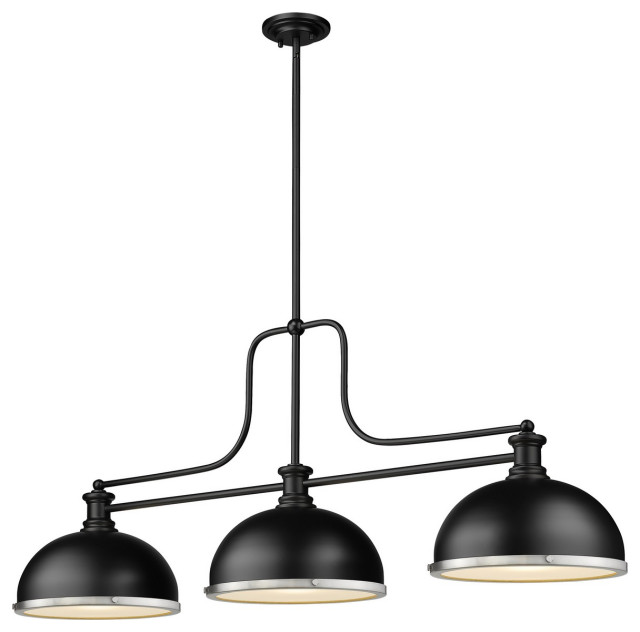 Melange 3-Light Island Pendant, Matte Black - Traditional - Kitchen ...