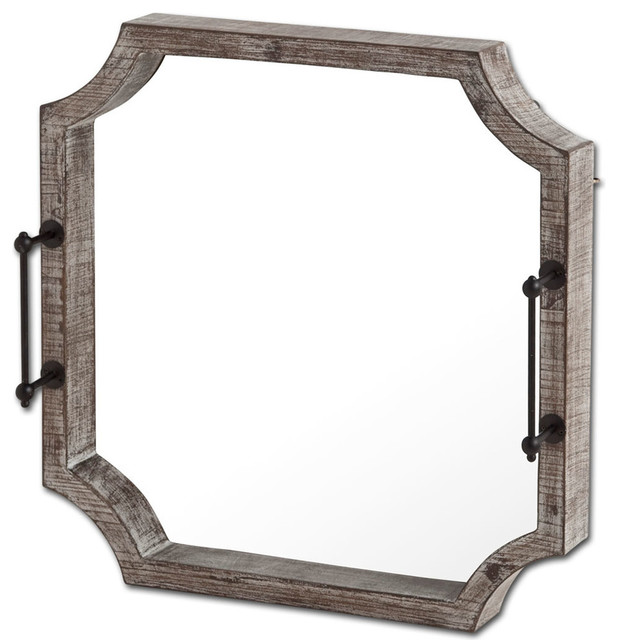 Shrouda Brown Wooden Mirrored Bottom Tray - Farmhouse - Wall Mirrors ...