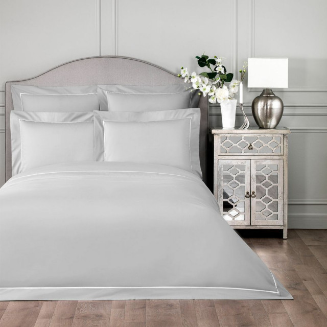 Plaza Grey Top Sheet Queen, Queen - Traditional - Duvet Covers And ...