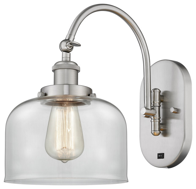 Innovations 918-1W-SN-G72-LED Bell 1 Light 8" Sconce - Industrial ...