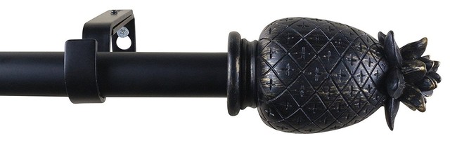1" Pineapple Adjustable Curtain Rod, 48"-84" - Tropical - Curtain Rods ...
