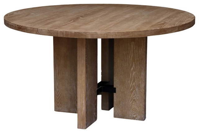 Fraser Round Dining Table, Brown - Transitional - Dining Tables - by LH ...