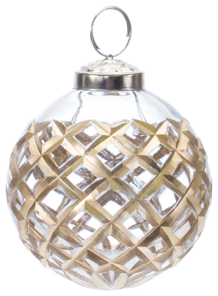 Harlequin Etched Glass Ball Ornament, Set of 6 - Modern - Christmas ...
