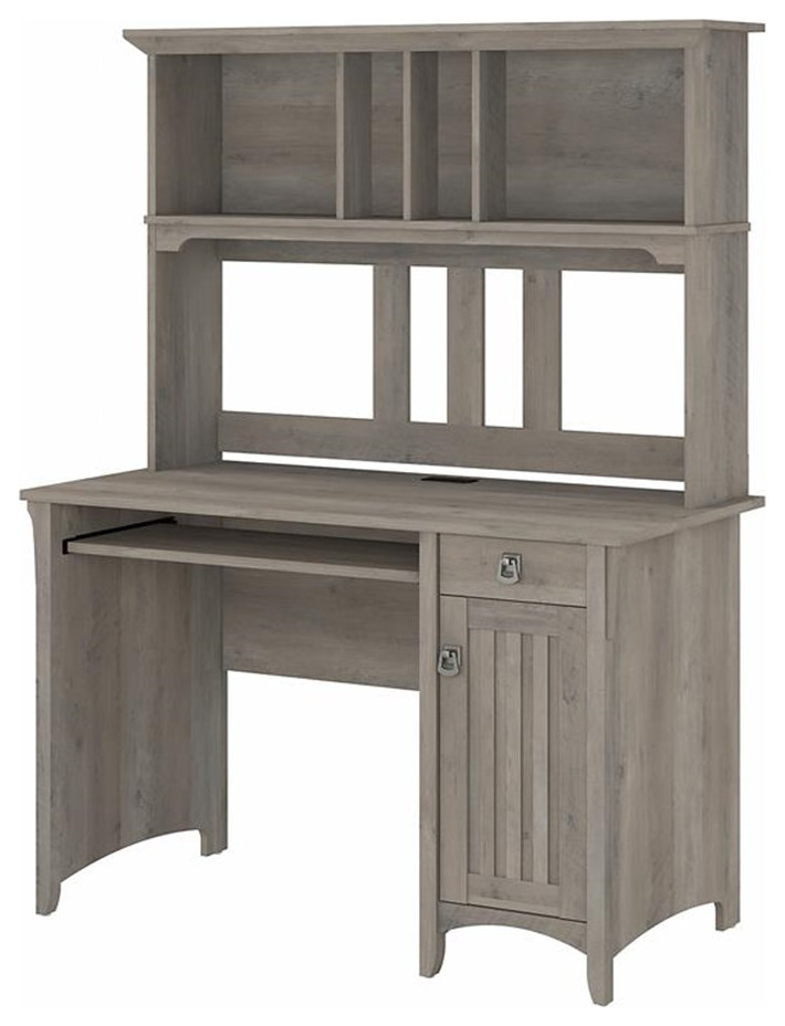 Pemberly Row Small Computer Desk with Hutch in Driftwood Gray ...