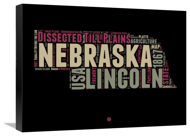"Nebraska Word Cloud 1" Fine Art Print, 24" x 18" - Modern - Prints And ...