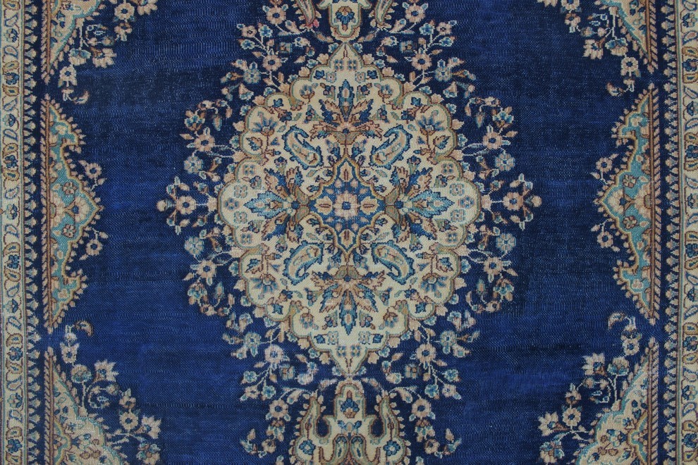 Fine Vintage Distressed Aatifa Blue/Gold Rug, 5'11x9'11, 5'11 x 9'11 ...