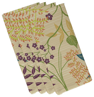Botanical, Floral Print Napkin, Set of 4 - Contemporary - Napkins - by ...