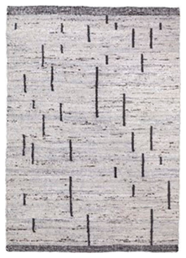 Benzara BM280128 7x5 Modern Area Rug, Minimalist Line Pattern, Black ...