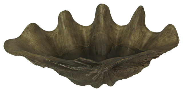 Lifelike Cast Polyresin Giant Clam Shell Decorative Bowl - Beach Style ...