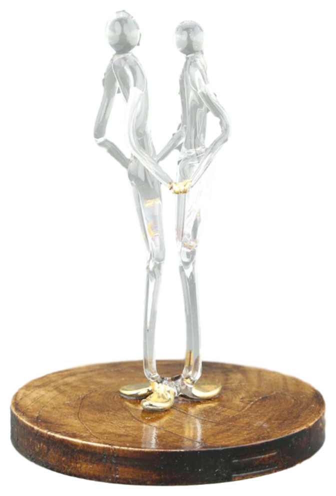 GlassOfVenice Murano Glass Lovers Statue on a Base - Clear Gold ...