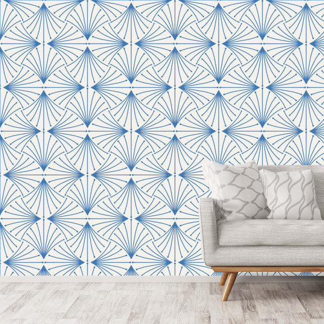 Libby Blue Wallpaper, 24"x144" - Contemporary - Wallpaper - by Limitless Walls | Houzz