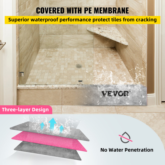 VEVOR Shower Curb Waterproof Foam Curb 60'' x 4.5'' x 6'' XPS Cuttable ...