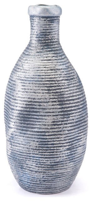 Modern Contemporary Decorative Vase Bottle Jar Decor, Blue, Ceramic ...