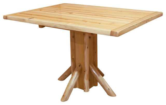 White Cedar Log Pedestal Dining Table, 36" X 48" - Rustic - Dining ...