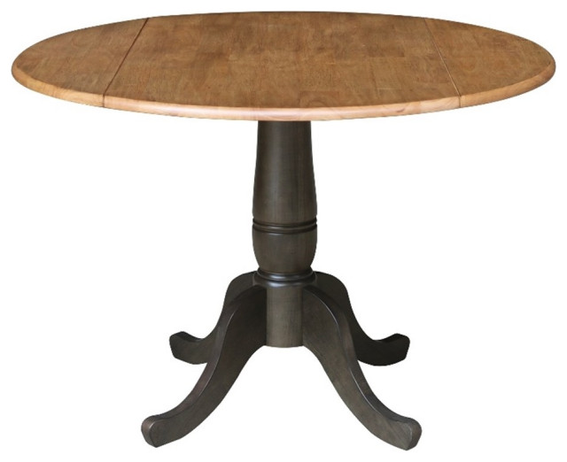 42" Round Solid Wood Dual Drop Leaf Pedestal Table - Unfinished ...