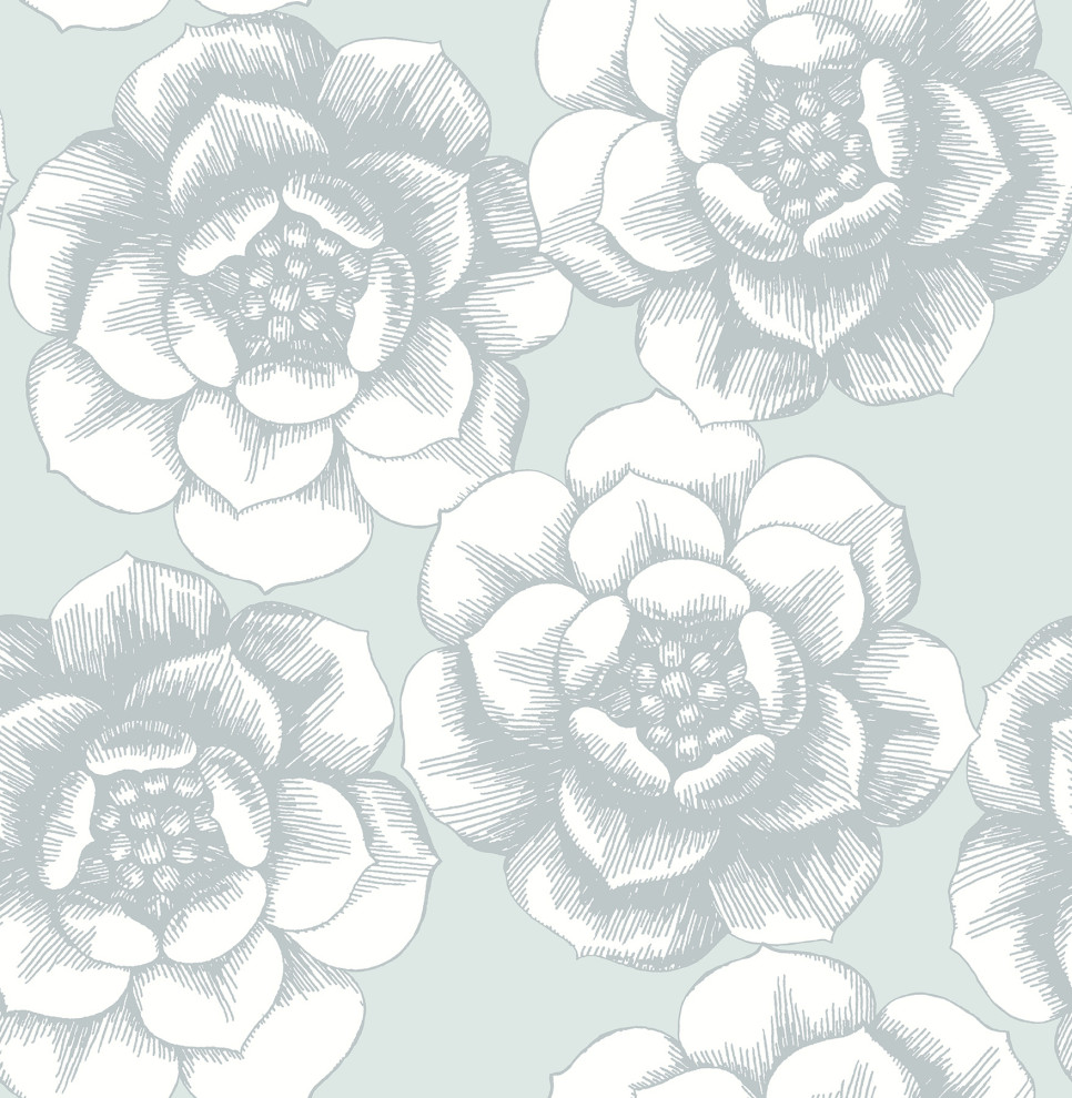 Fanciful Silver Floral Wallpaper - Contemporary - Wallpaper - by ...