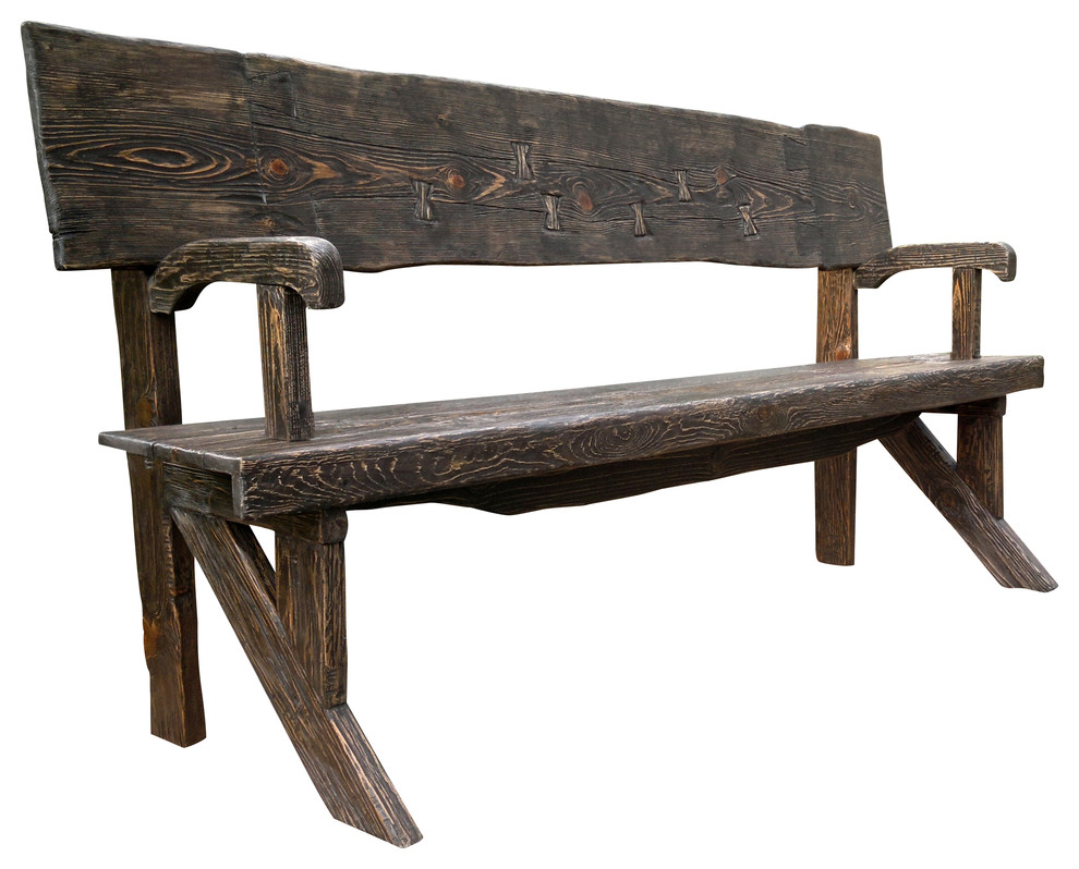 Farmhouse Rustic Indoor Bench - Rustic - Accent And Storage Benches ...