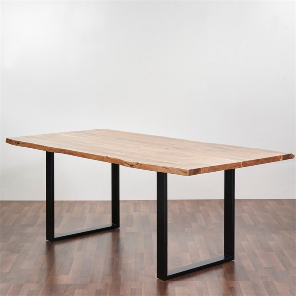 Pemberly Row 79" Live Edge Solid Wood Dining Table with Sled base ...