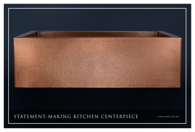 Luxury 33-Inch Heavy 12-GAUGE Med. Patina Copper Farmhouse Sink, Flat ...