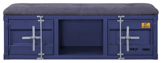 Industrial Cargo Container Style Metal Storage Bench with Cabinets and ...