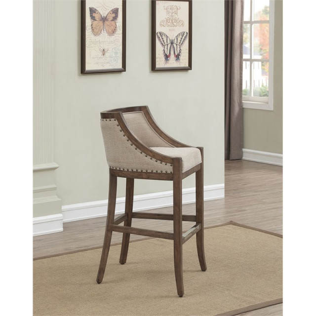 Home Square 2 Piece Stationary Counter Stool Set in Warm Brown and ...