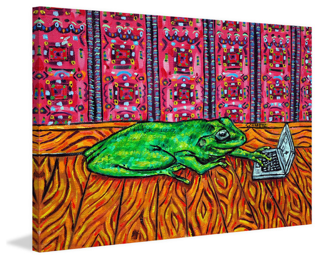 "Frog Computer" Painting Print on Wrapped Canvas, 45"x30", 45"x30 ...