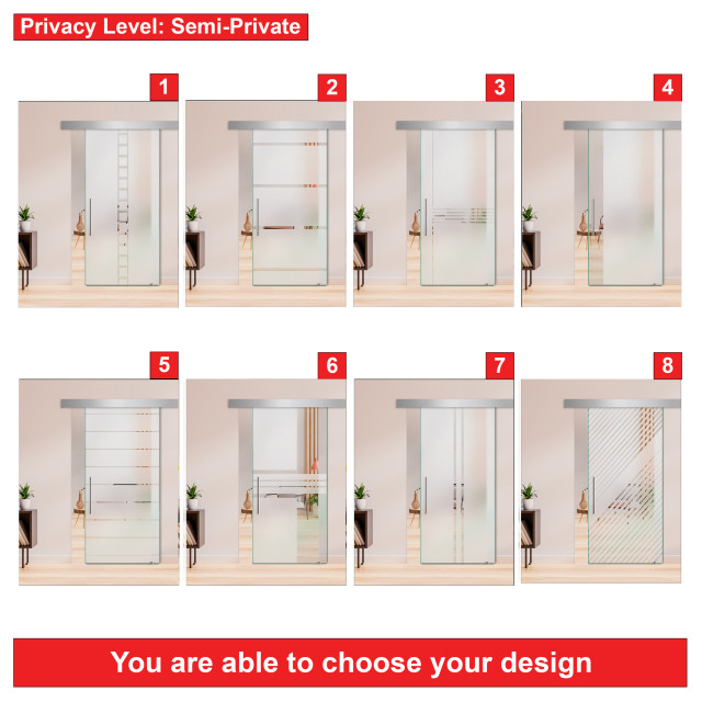 Sliding Glass Barn Door with Frosted Design ALU100, 38"x81" Inch ...