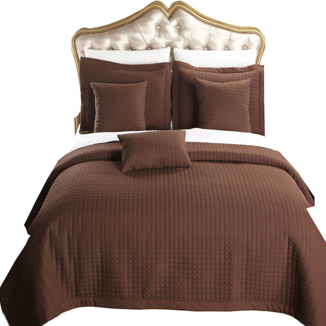 Checkered Lightweight Quilted Coverlet Set, Full/Queen - Contemporary ...