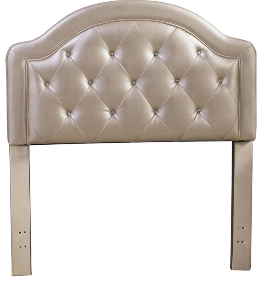 Bowery Hill Modern Gold Twin Faux Leather Champagne Headboard ...