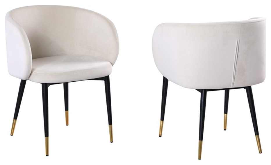 Hemingway Velvet Upholstered Side Chair in Cream - Midcentury - Dining ...