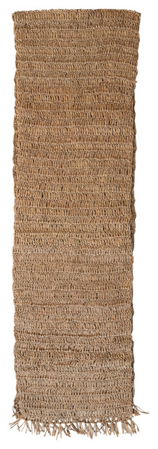 Woven Raffia Table Runner With Fringe, Natural - Tropical - Table ...