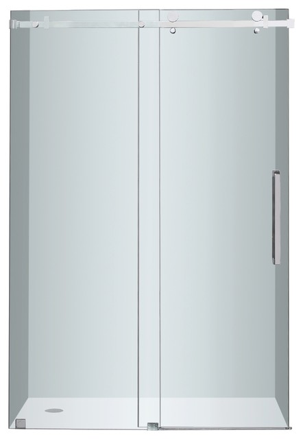 Aston Moselle Frameless Sliding Shower Door, Stainless Steel, 48"x75" - Contemporary - Shower ...