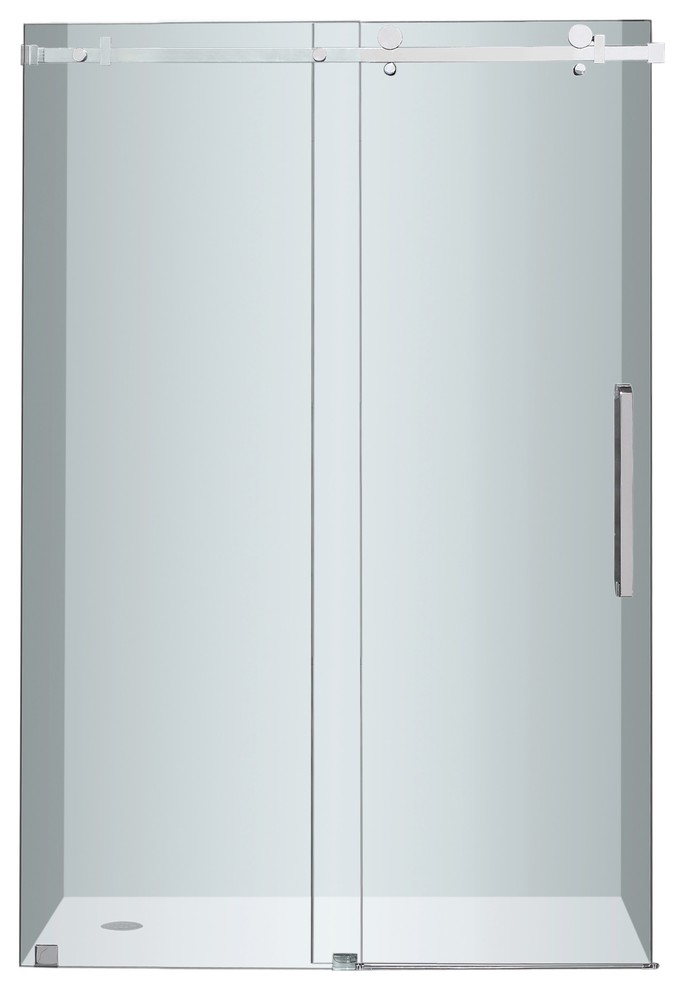 Aston Moselle Frameless Sliding Shower Door, Stainless Steel, 48"x75" - Contemporary - Shower ...