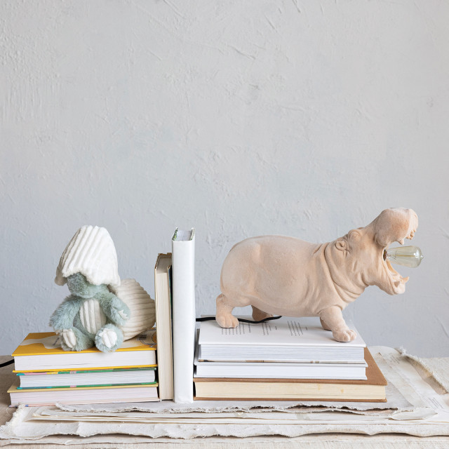 Flocked Resin Hippo Table Lamp, Blush - Eclectic - Kids Lamps - by ...