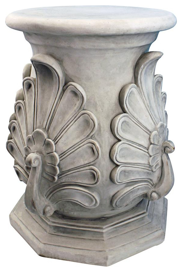Design Toscano Peacock Riser Plinth Stone Finish - Transitional ...