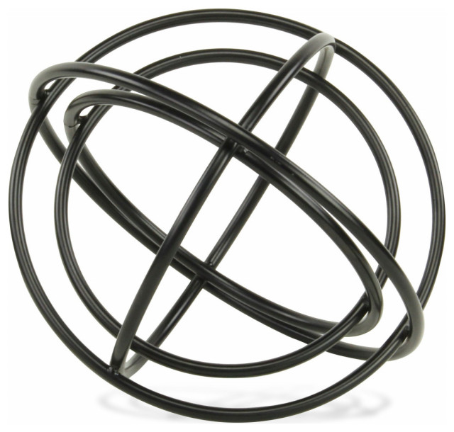 10" Black Metal Abstract Hand Painted Sculpture - Contemporary ...