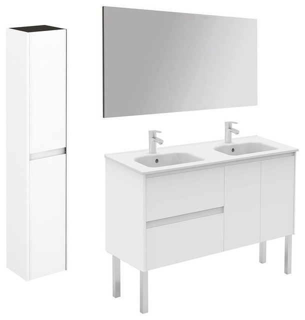 Ambra Complete Free Standing Vanity Unit With Column and Mirror ...