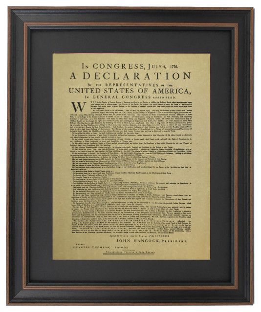 Framed Dunlap Broadside - Declaration of Independence - Traditional ...