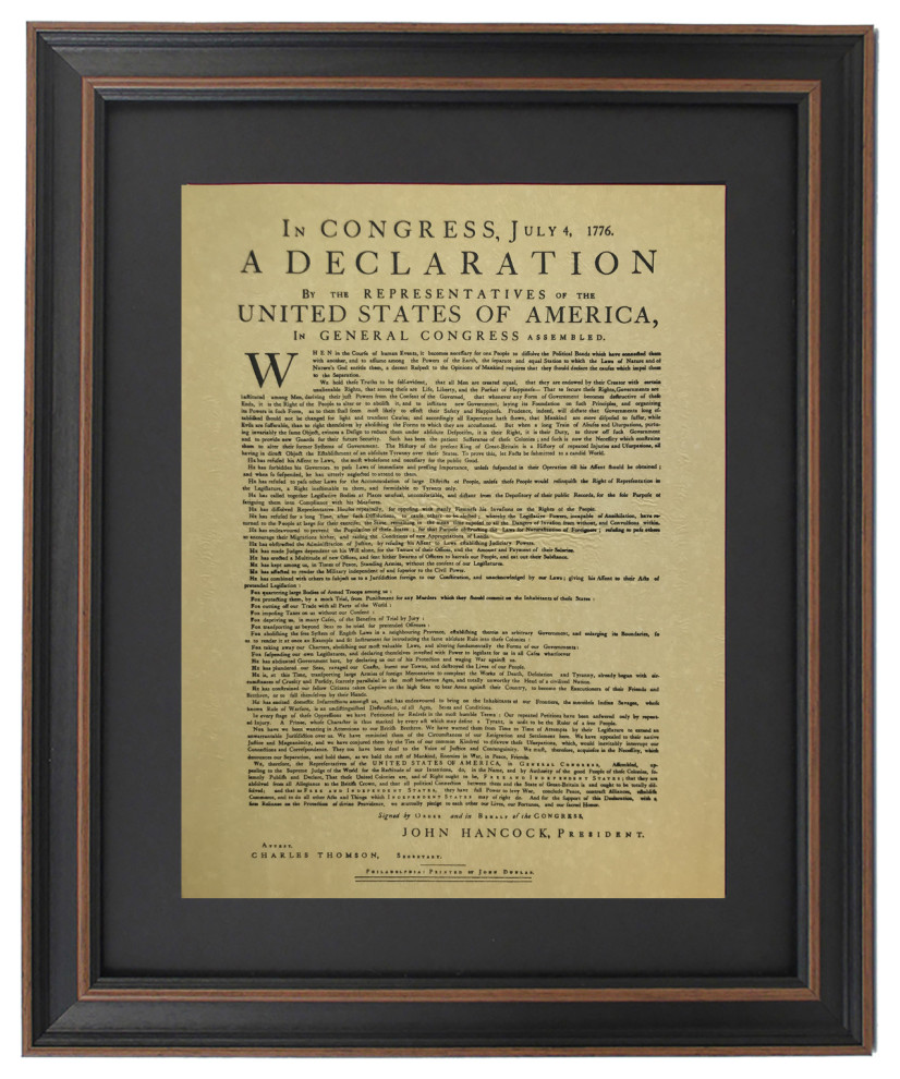 Framed Dunlap Broadside - Declaration of Independence - Traditional ...